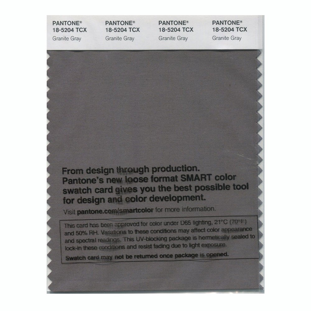 Pantone 18-5204 TCX Swatch Card Granite Gray – Design Info
